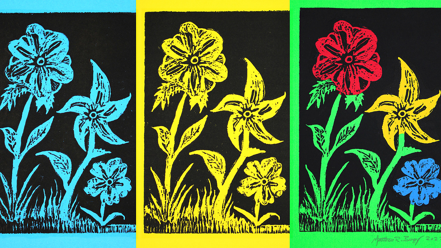 Relief Printmaking Flower Design Drypoint Etching And Relief Print